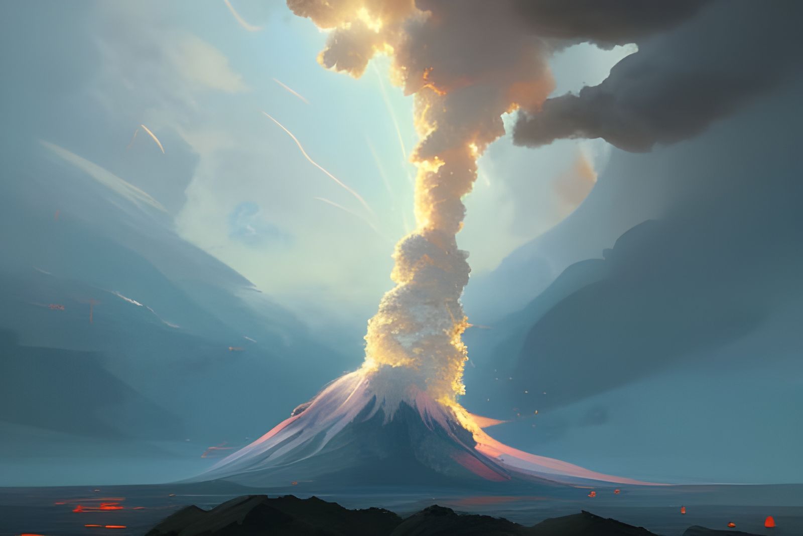volcano rising - AI Generated Artwork - NightCafe Creator