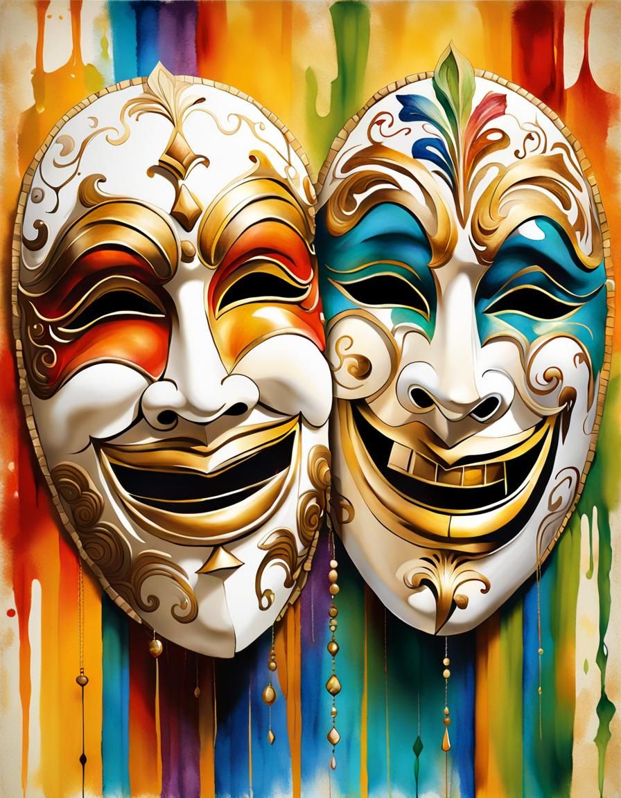 Joyful pair of masks - AI Generated Artwork - NightCafe Creator