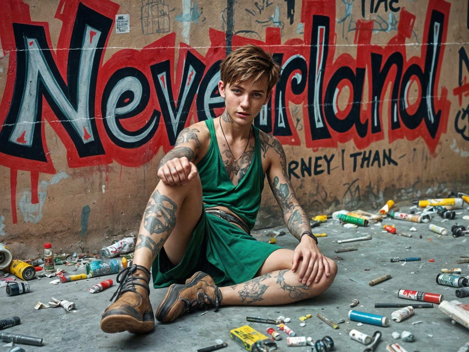 Modern gothic Peter Pan in a urban Neverland