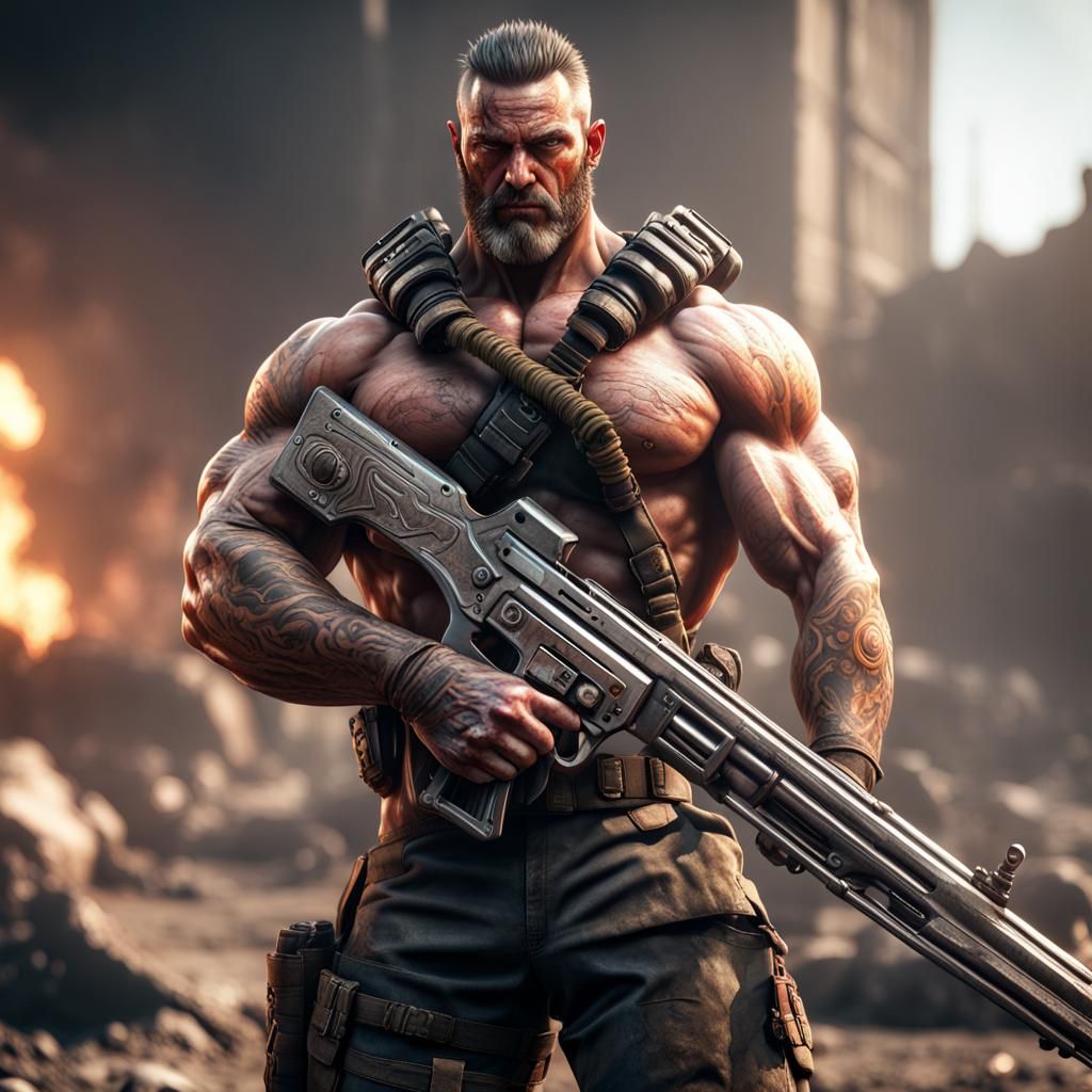 very muscular male apocalyptic warrior - AI Generated Artwork ...