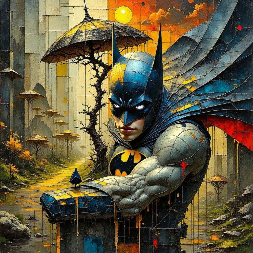 Surreal Batman - Cyberpunk Batman in Minimalist Futurism