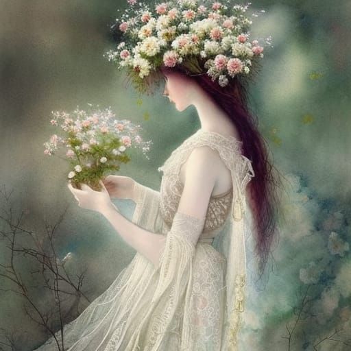 Woman in a lace Dress - AI Generated Artwork - NightCafe Creator