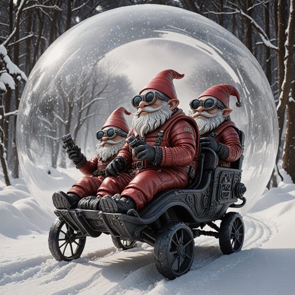 DMT machine gnomes enjoying Christmas eve