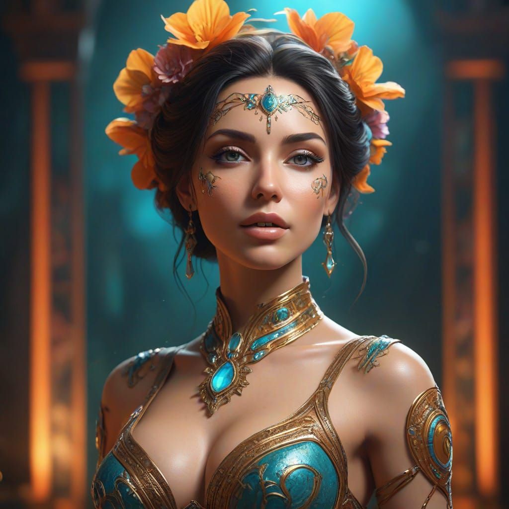 Goddess of Perfect and Infinite Beauty in Vibrant ... - AI Art