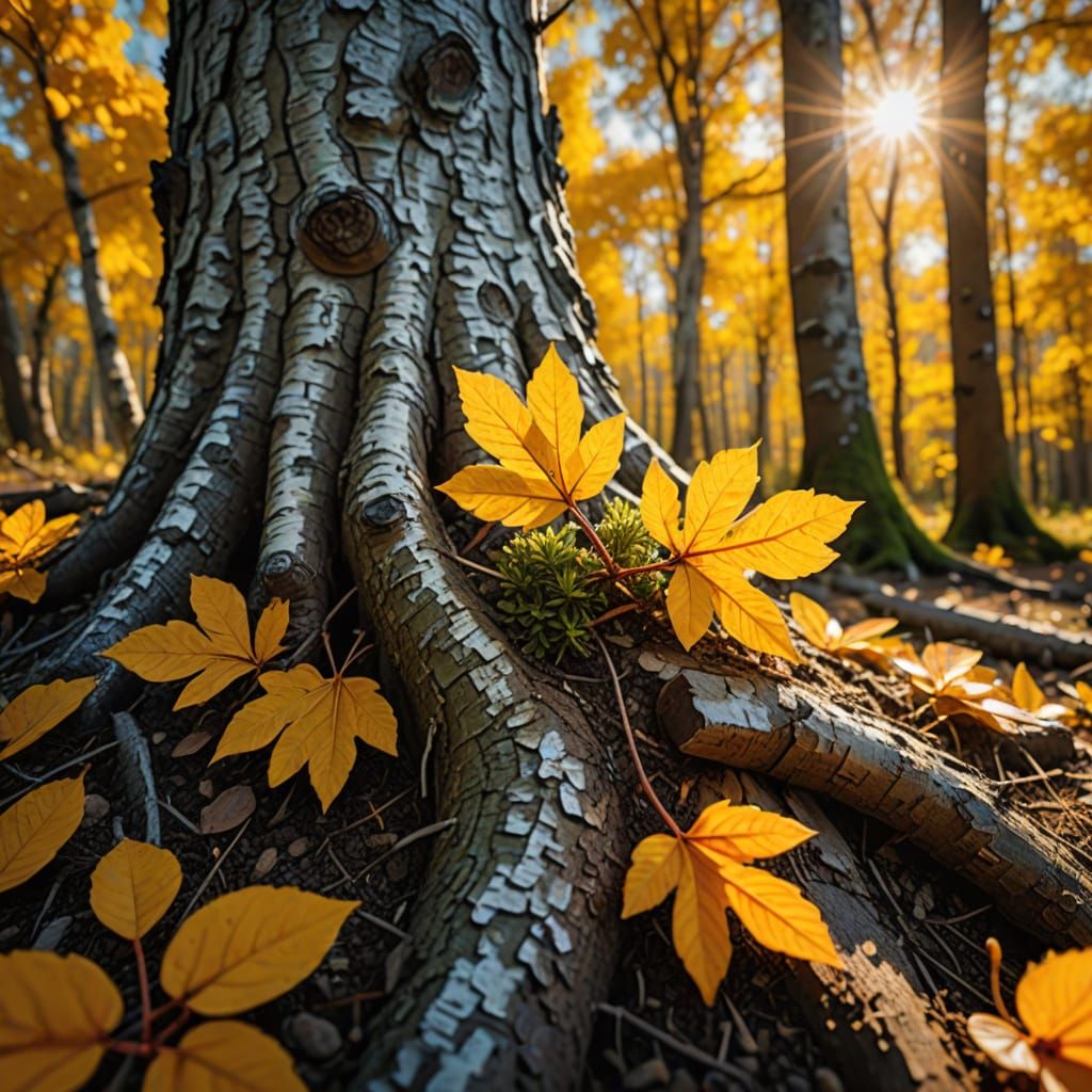 Majestic Spruce Birch Tree with Divine Firefly Lad... - AI Art