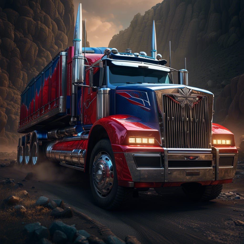 Optimus Prime in his western star 5700 truck form : r/nightcafe