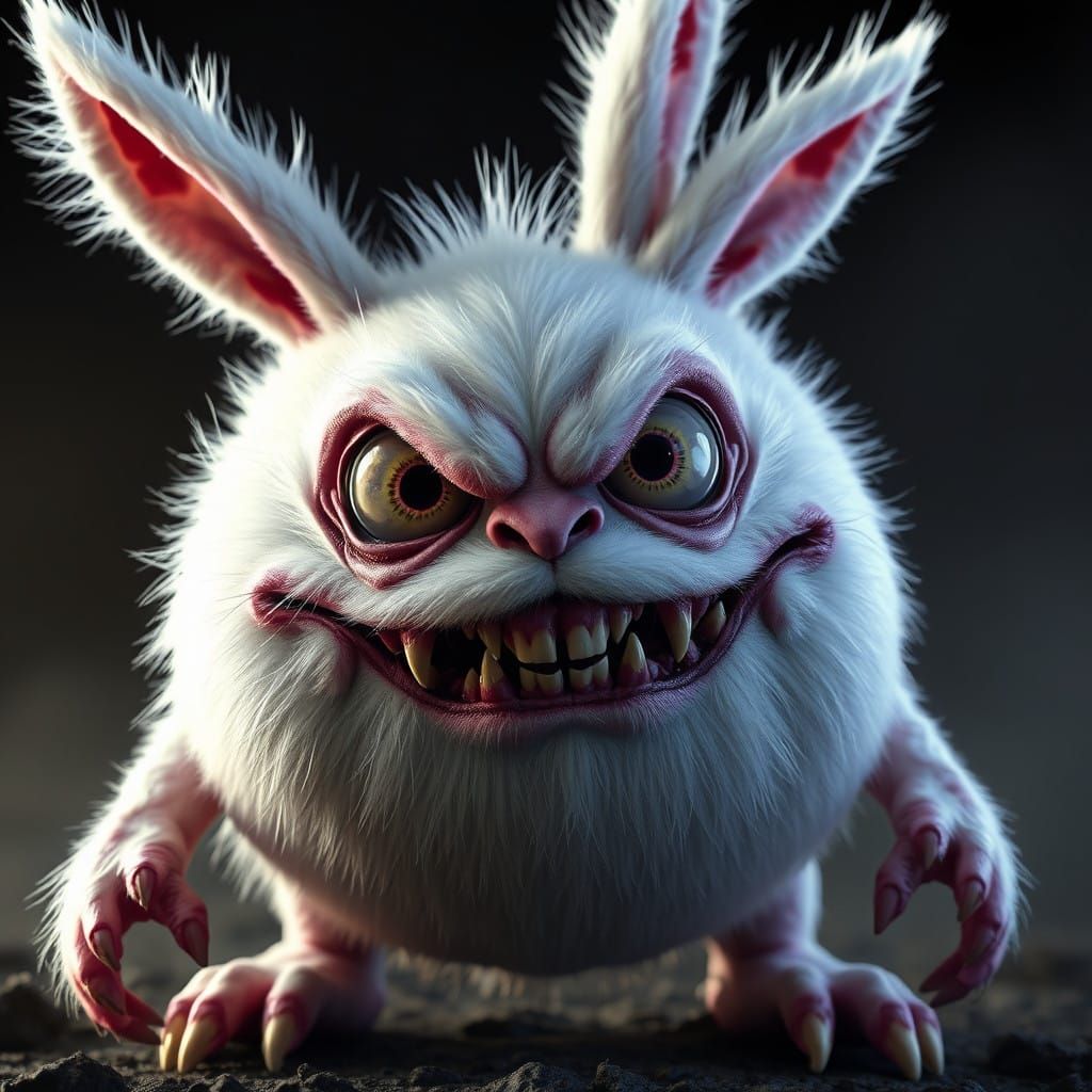 Hyper-Realistic Dark Fantasy Bunny Monster Art in ... - AI Art