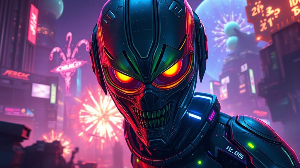 Epic Cyberpunk Battle Scene with Intense Hyperreal... - AI Art