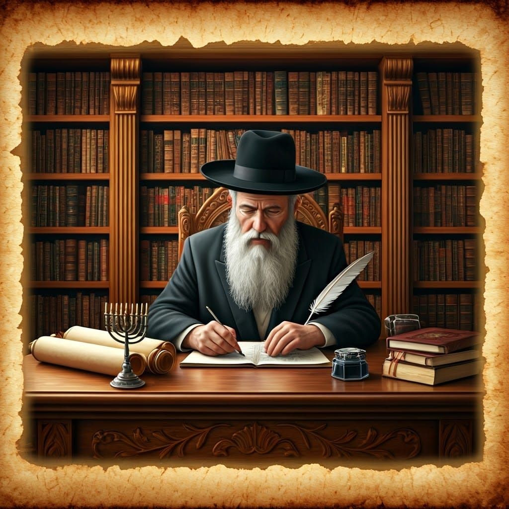 Traditional Jewish Scribe in Elegant Study Setting - AI Art