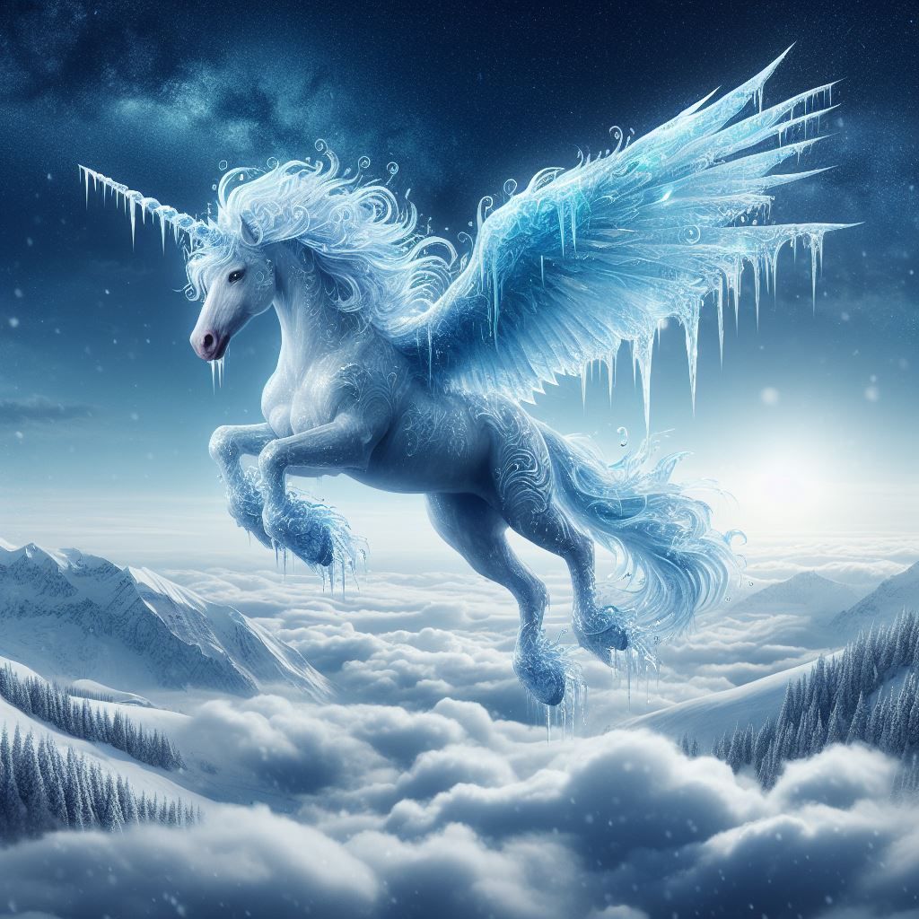 Flying Unicorn of Ice - AI Generated Artwork - NightCafe Creator