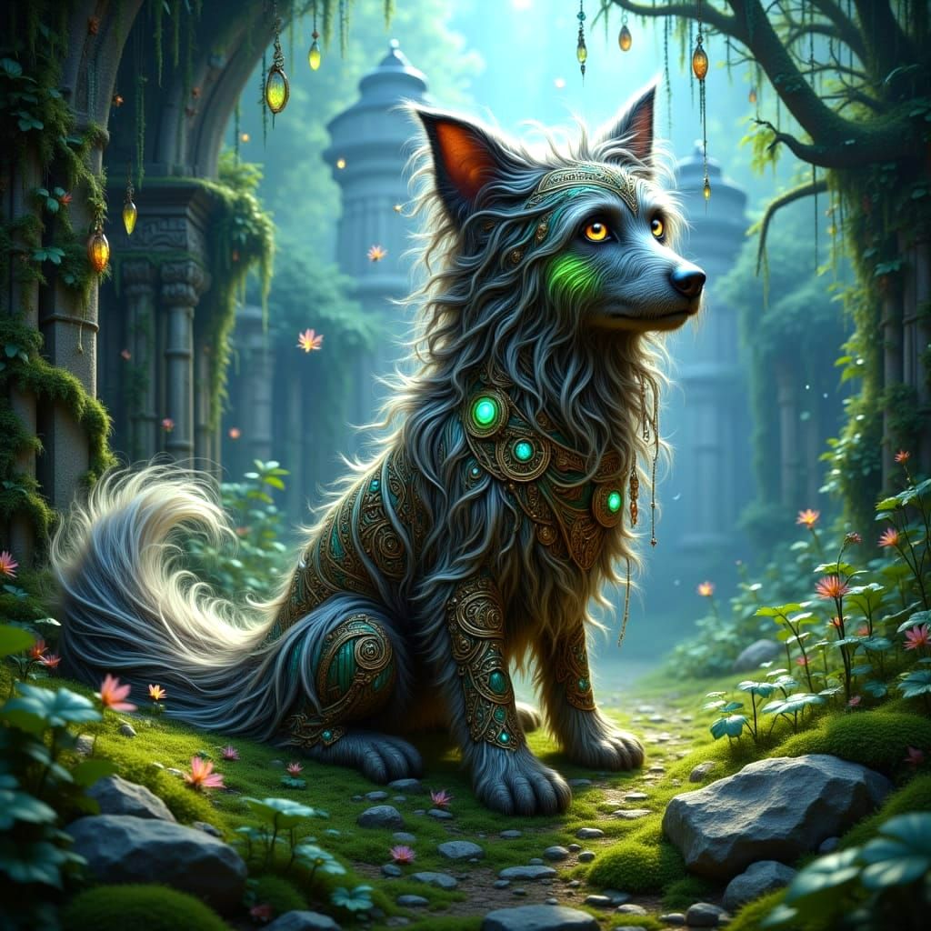 Enchanted Celtic Dog Whimsy in Vintage Storybook S... - AI Art
