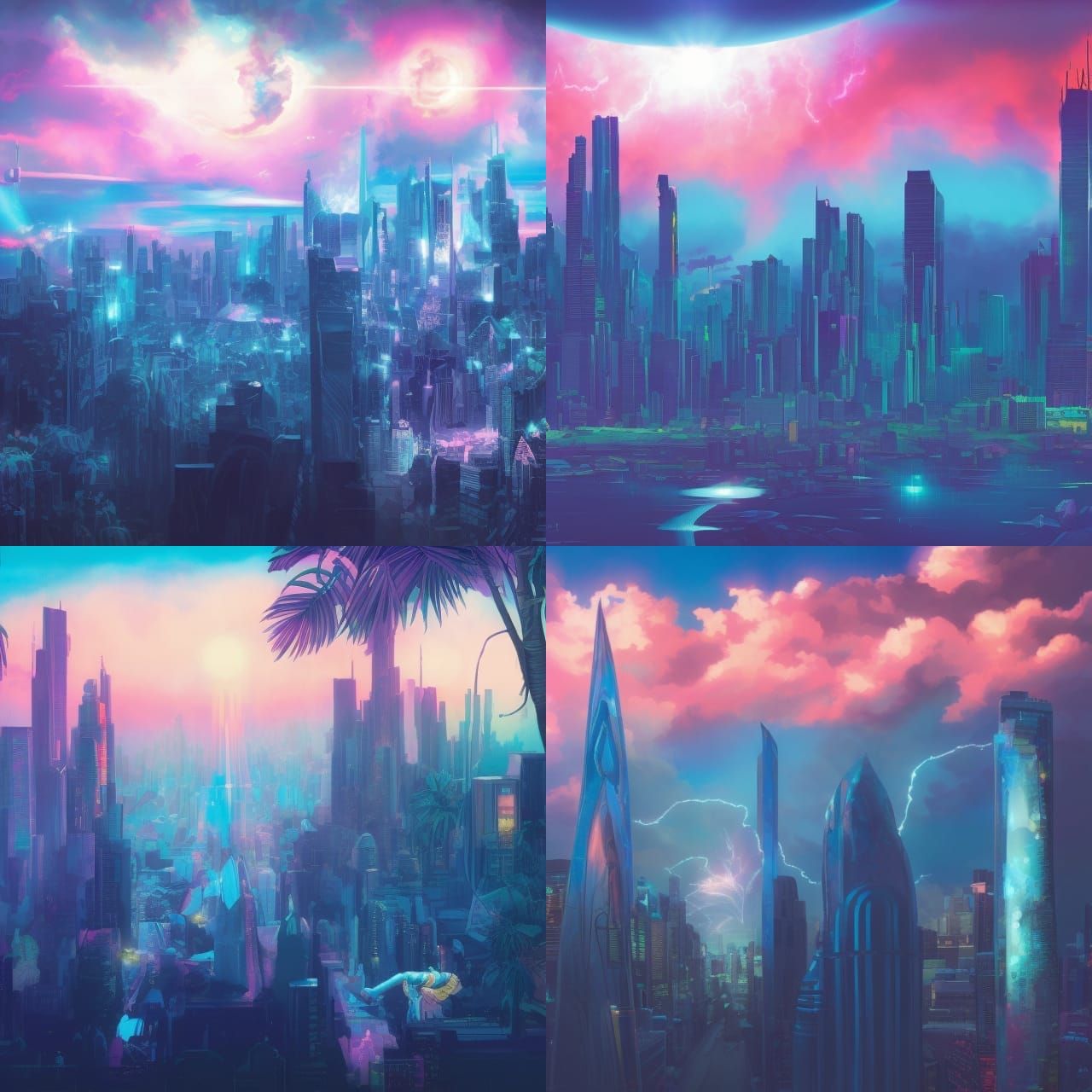 Tropical city skyline 8k resolution holographic astral cosmic ...