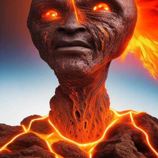 Extraterrestrial Humanoid Rising From Lava - AI Generated Artwork ...