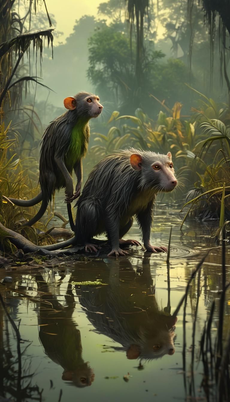 Hyper-Realistic Swamp Mutation in Toxic Haze - AI Art