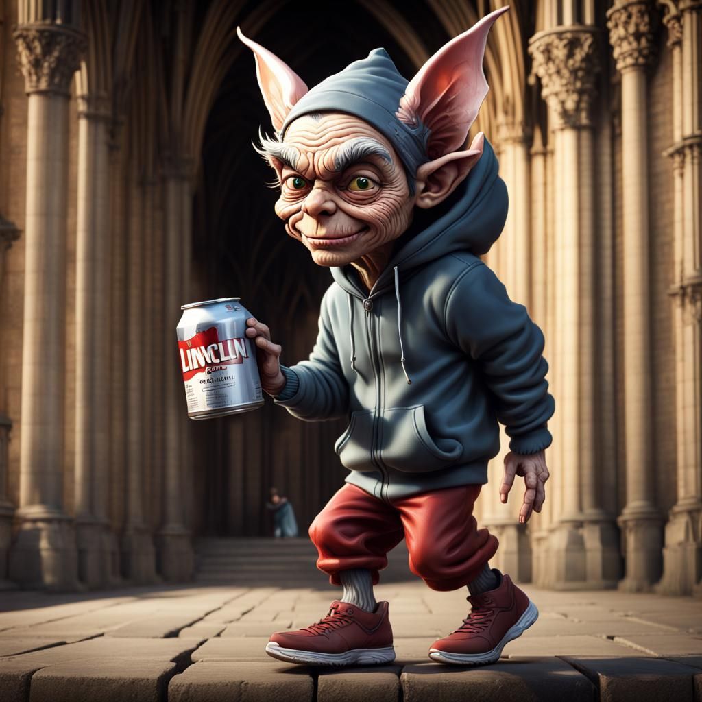 The 'Lincoln Imp' wearing a hoodie and carrying a can of spraypaint ...