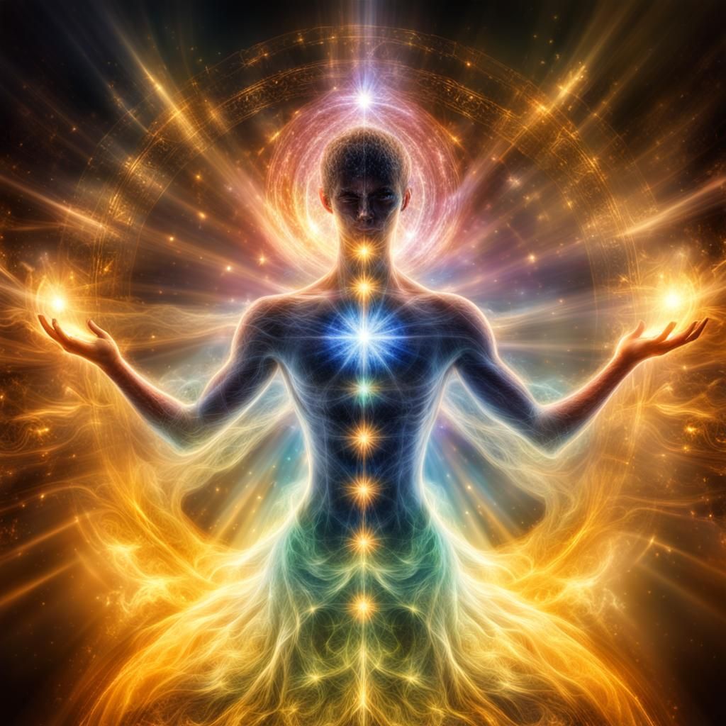 Reiki light transmission of energetic healing, stand in soul power ...