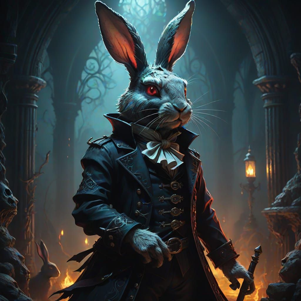 Gothic Rabbit Asserts Existence in Mystical Realm - AI Art