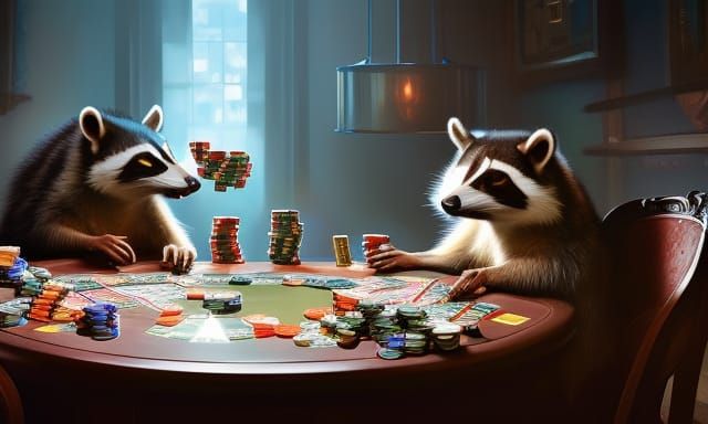 Racoons playing poker - AI Generated Artwork - NightCafe Creator