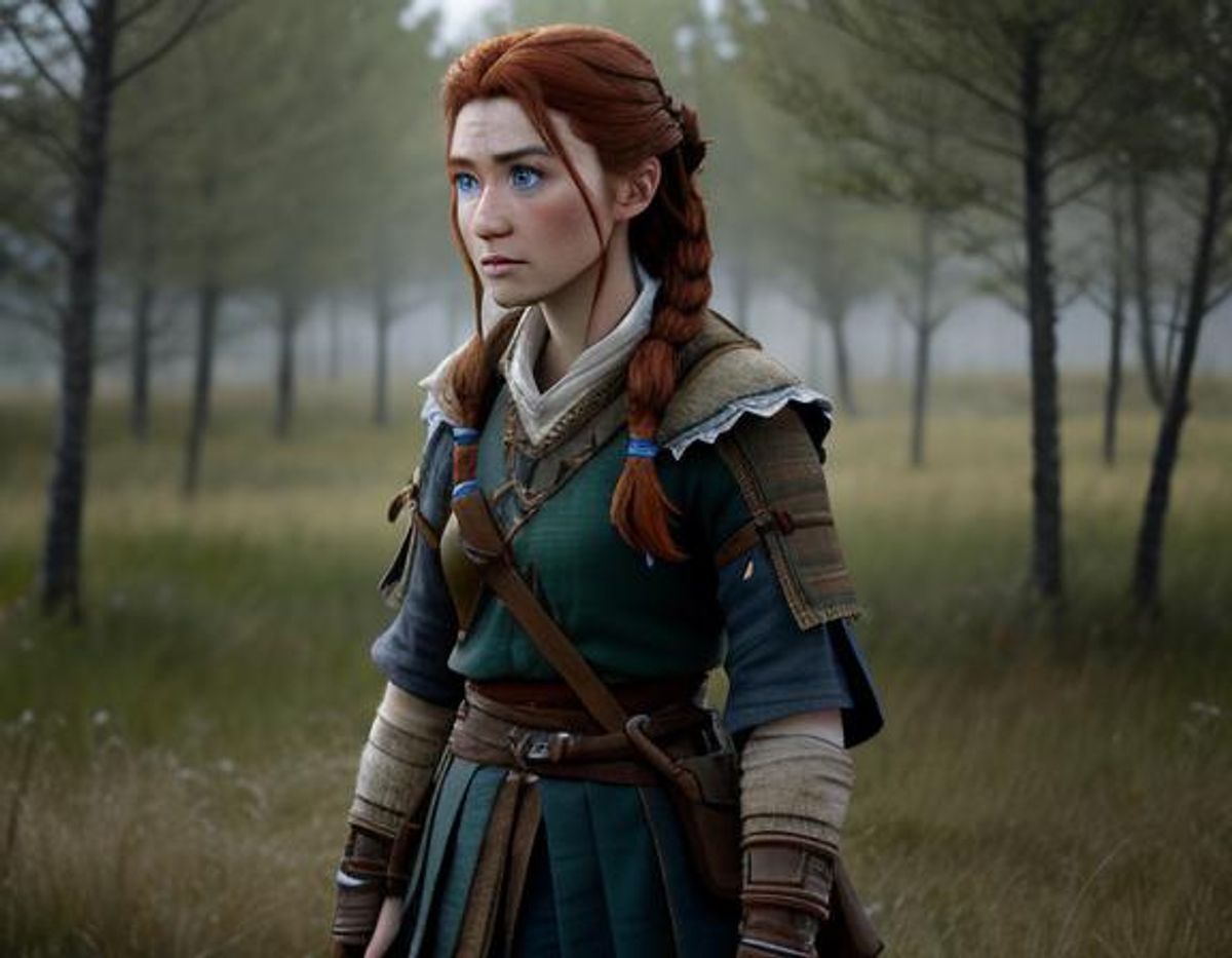 photograph 4k hdr of real life aloy cosplay girl a wonderful emotional ...