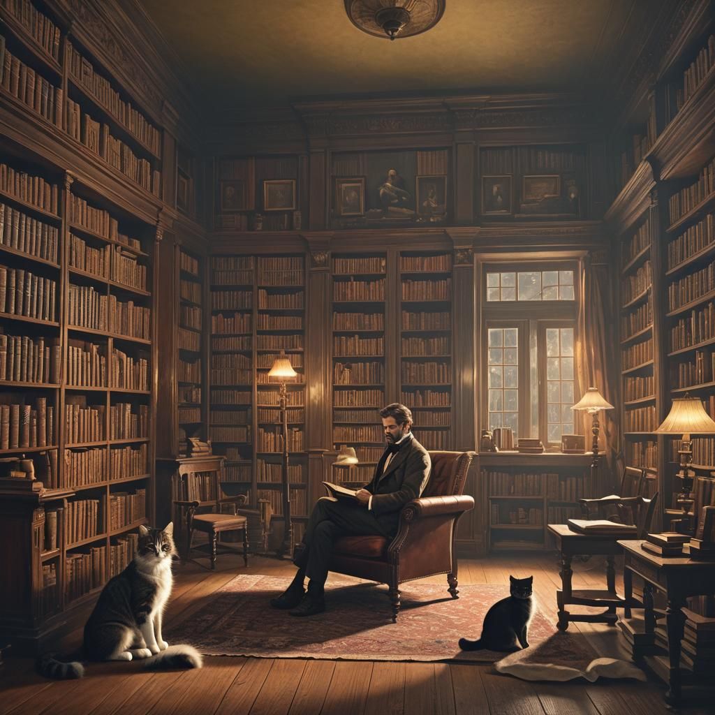 Library Cats - AI Generated Artwork - NightCafe Creator