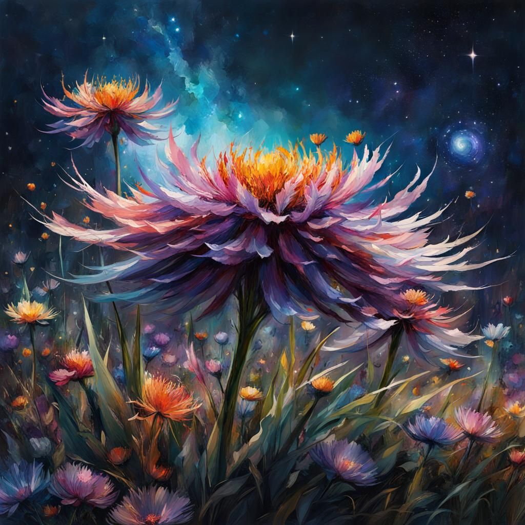 flowers at night - AI Generated Artwork - NightCafe Creator