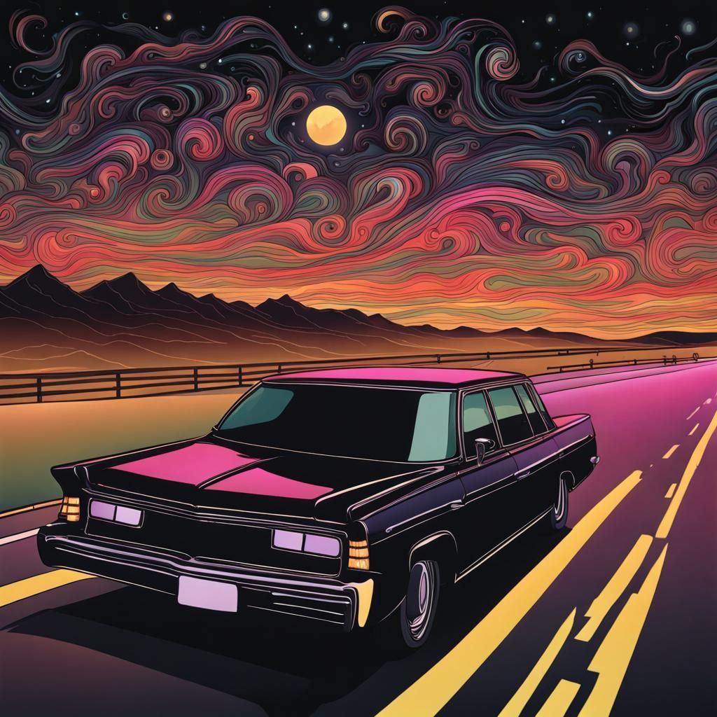 Psychedelic highway - AI Generated Artwork - NightCafe Creator