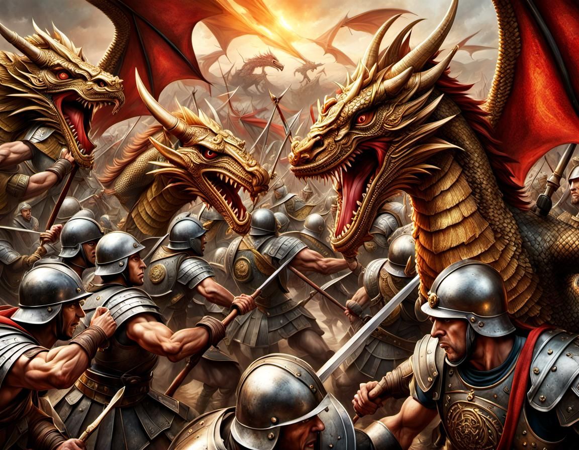 Roman army battling against dragons - AI Generated Artwork - NightCafe ...