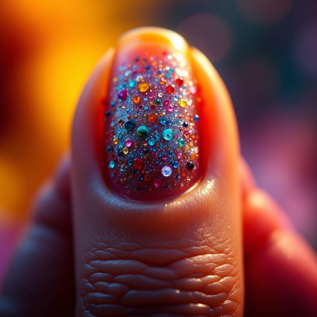 Woman's Fingernail, Zoomed In Macro