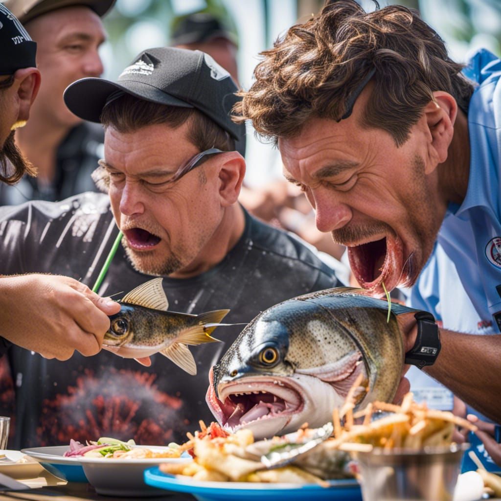 Extreme fish head eating contest - AI Generated Artwork - NightCafe Creator