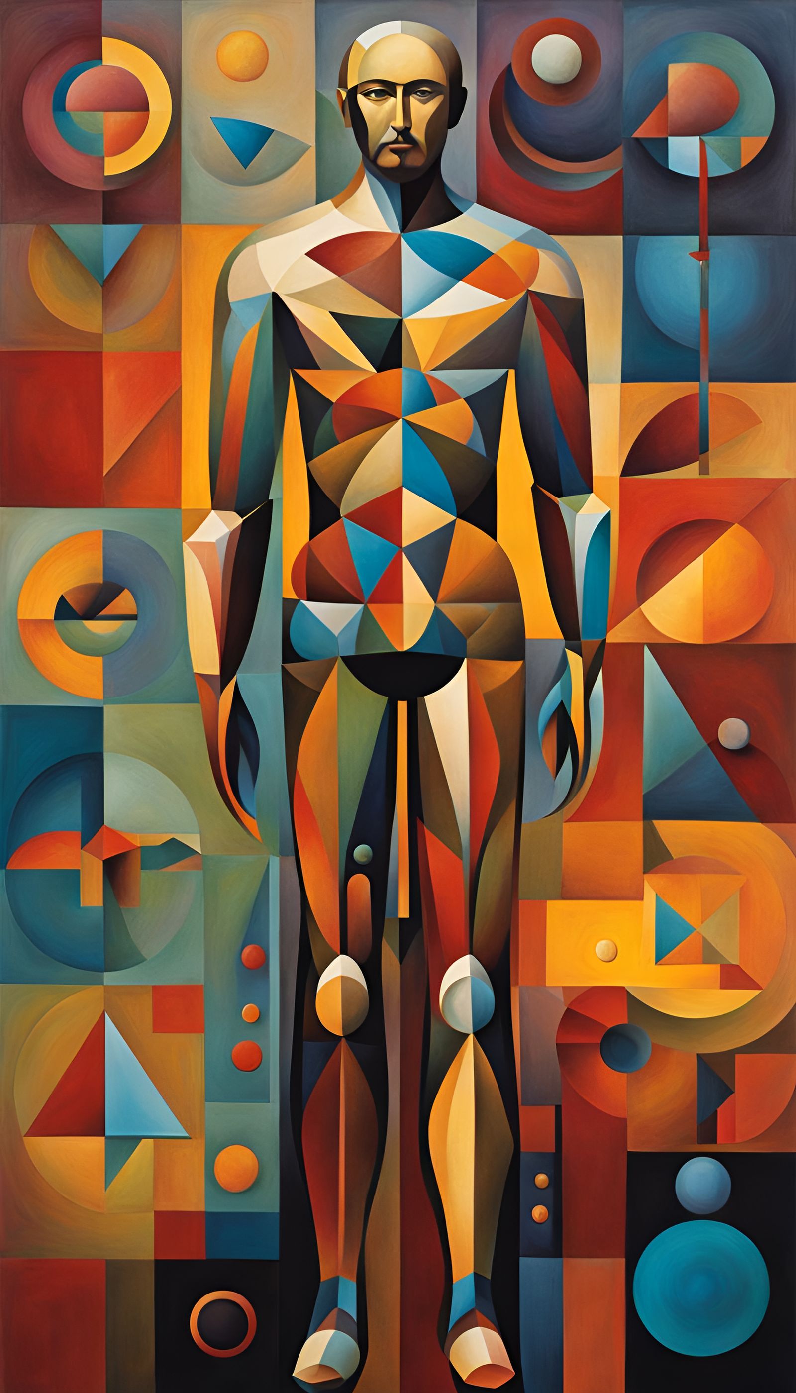 Abstract vitruvian man in geometrical shapes that evokes emotion and ...