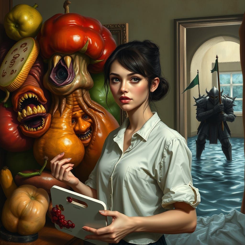 Surreal Still Life of Mutated Fruits and Vegetable... - AI Art