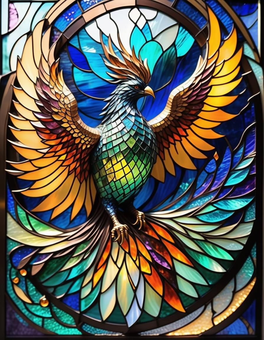 Magnificent Glass Phoenix - AI Generated Artwork - NightCafe Creator