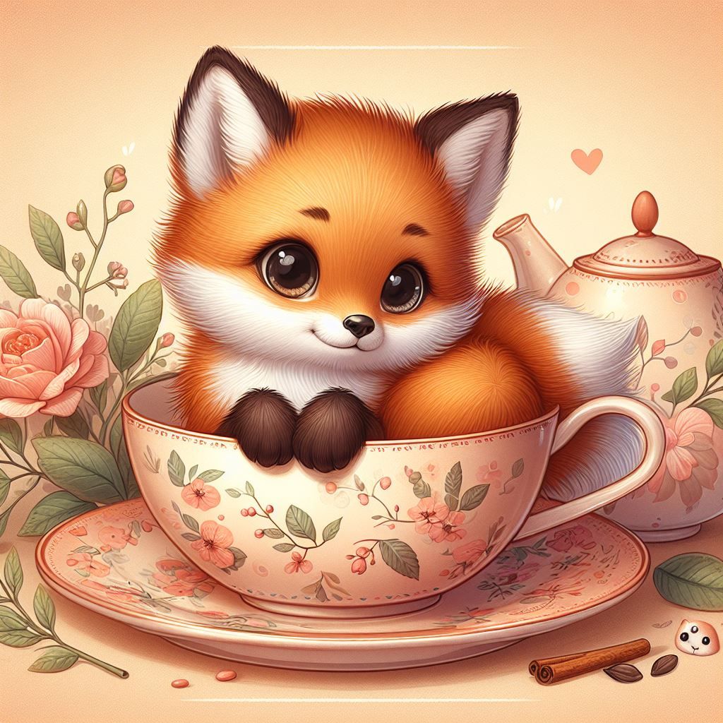 Cute fox in a teacup - AI Generated Artwork - NightCafe Creator