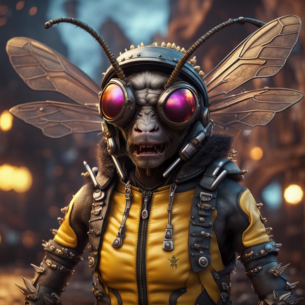A bee dressed as a punk rocker - AI Generated Artwork - NightCafe Creator