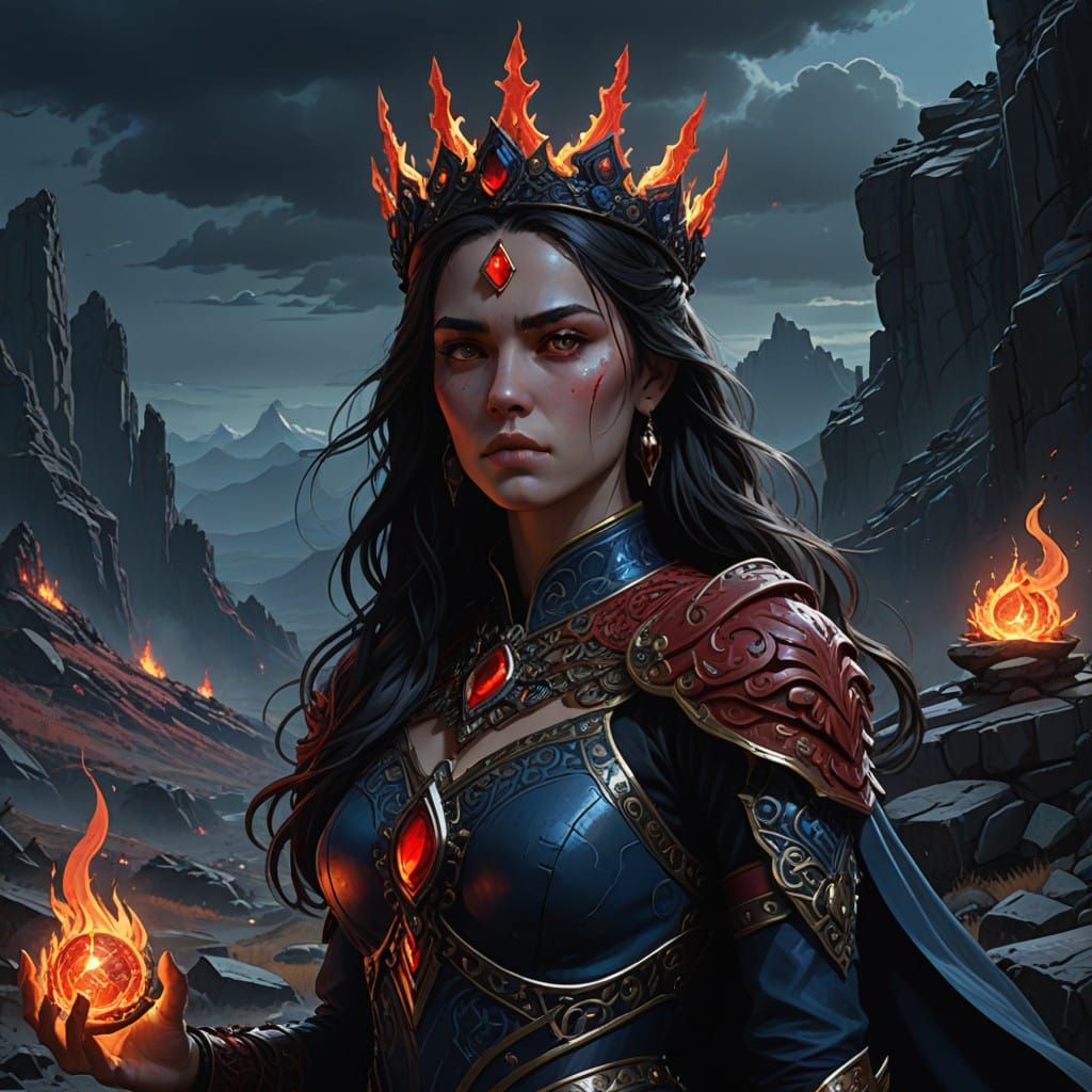 Regal, Crimson-Garbed Fantasy Warrior Exudes Confi... - AI Art