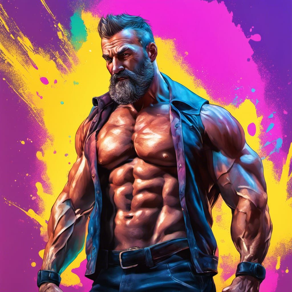 Stylized Muscle Daddy - AI Generated Artwork - NightCafe Creator