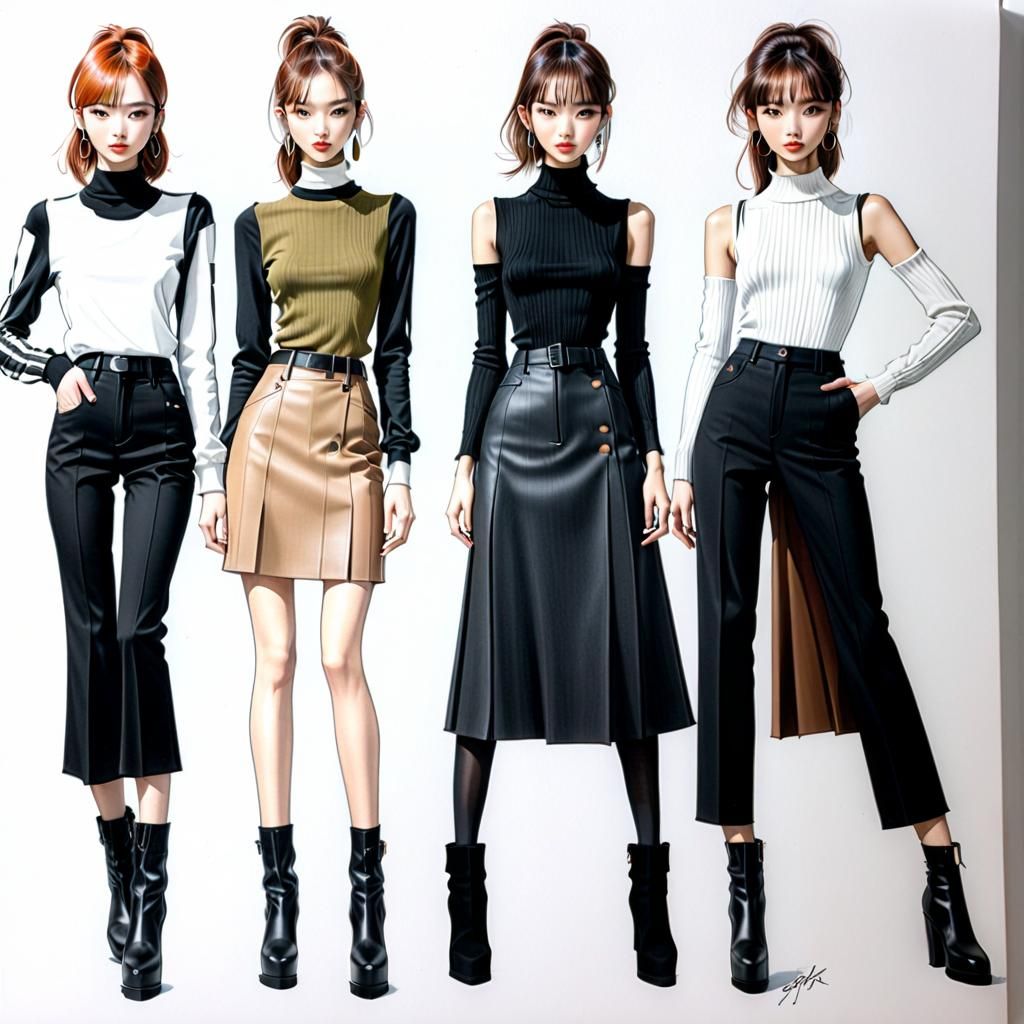 Fashion sketch colored pencil Y2K style - AI Generated Artwork ...