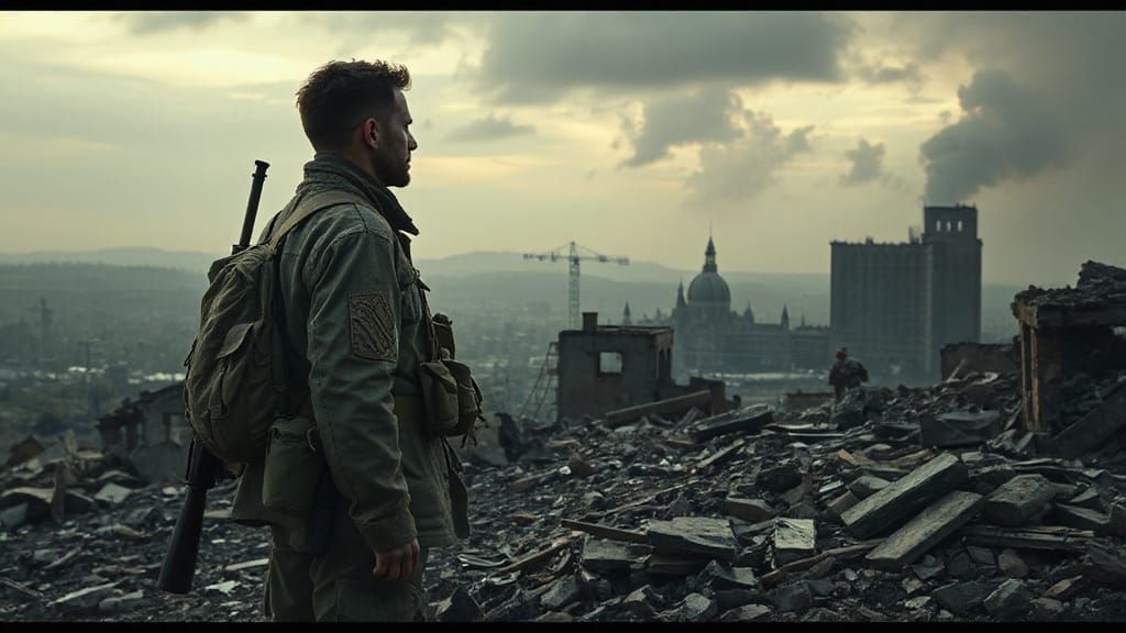 War-weary Soldier Contemplates Devastating Consequ... - AI Art