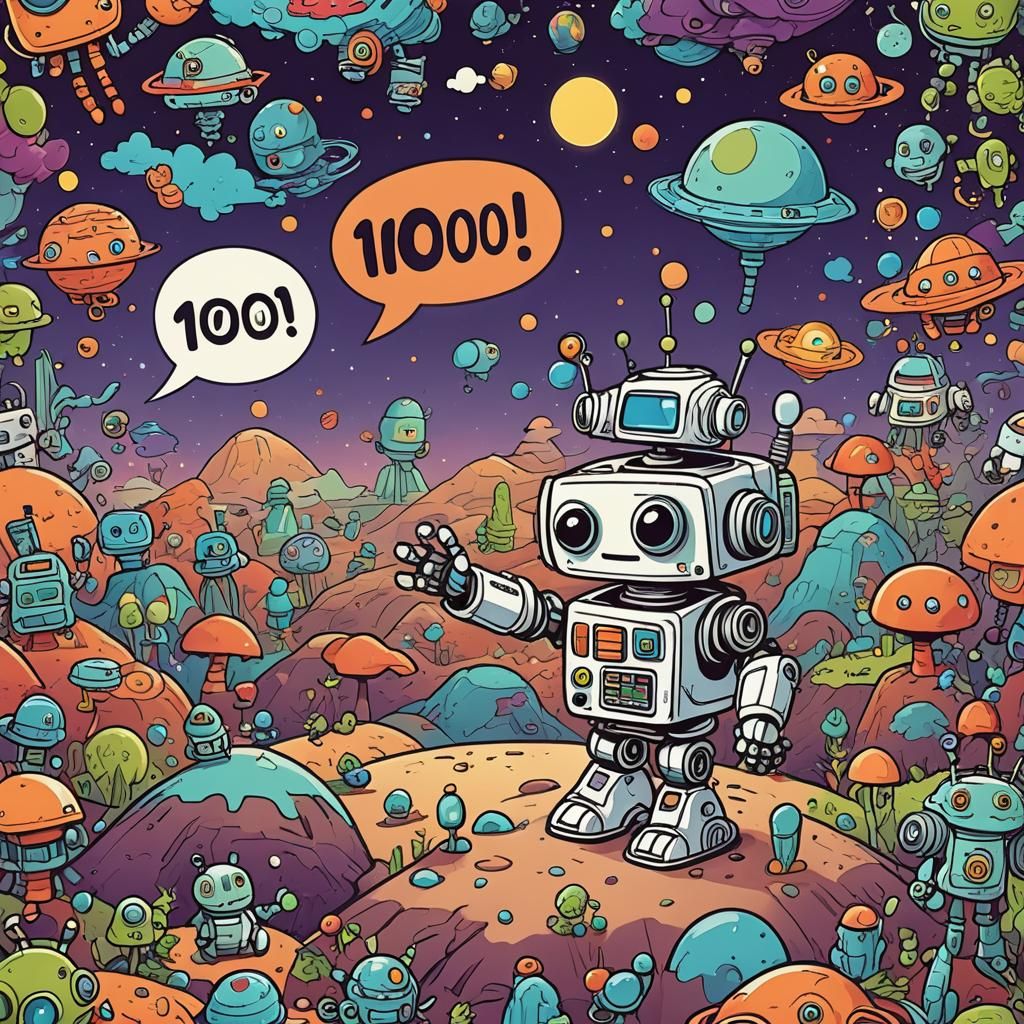 Robot Binary Greetings - AI Generated Artwork - NightCafe Creator