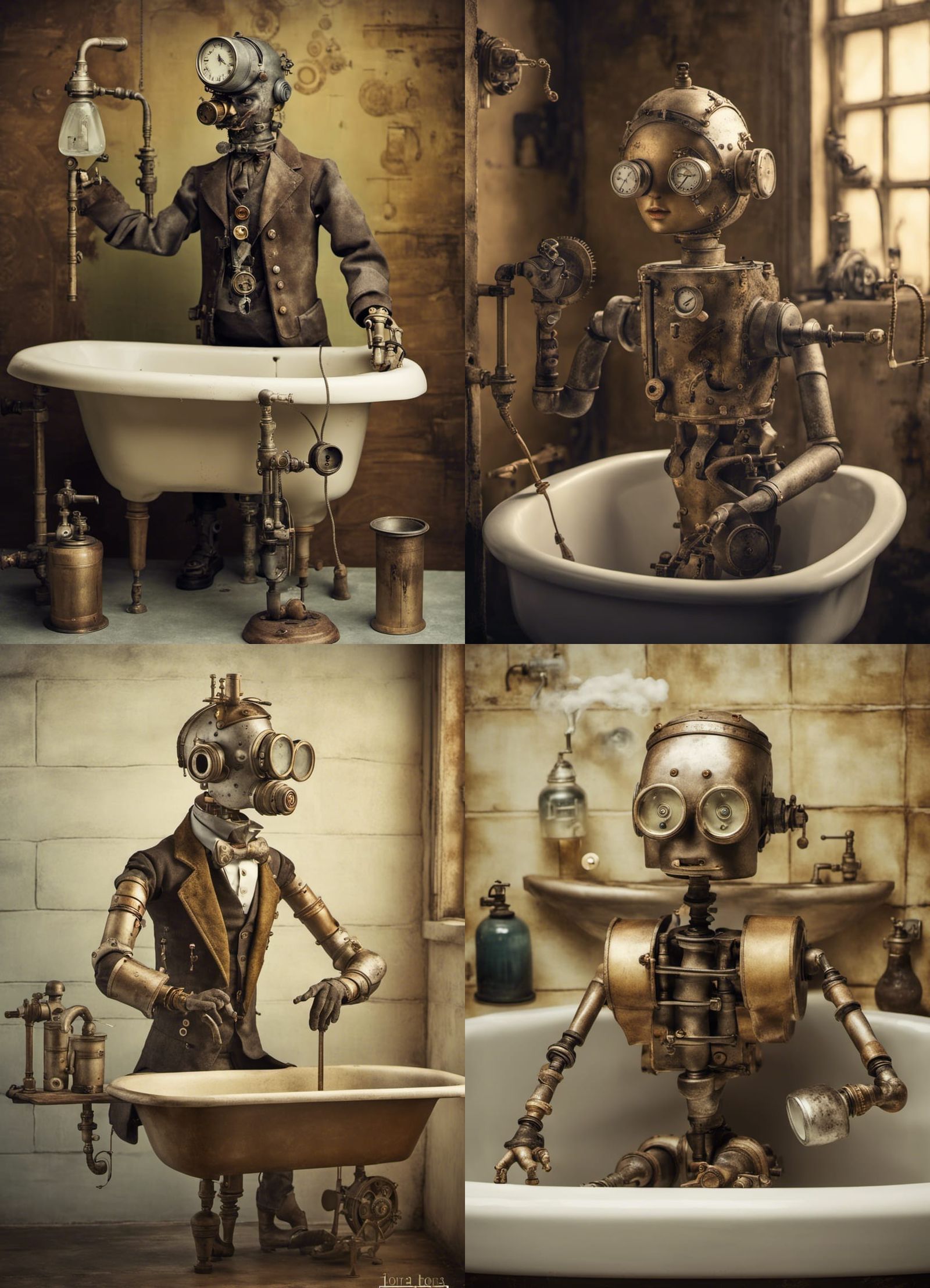 humanoid automata;old bathroom fittings used to make steam-driven ...