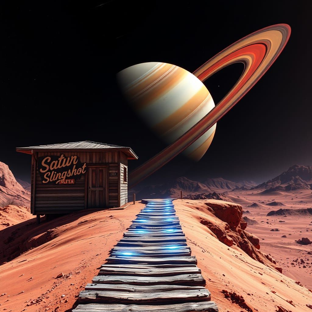 Ethereal Shack on Barren Alien Planet with Glowing... - AI Art