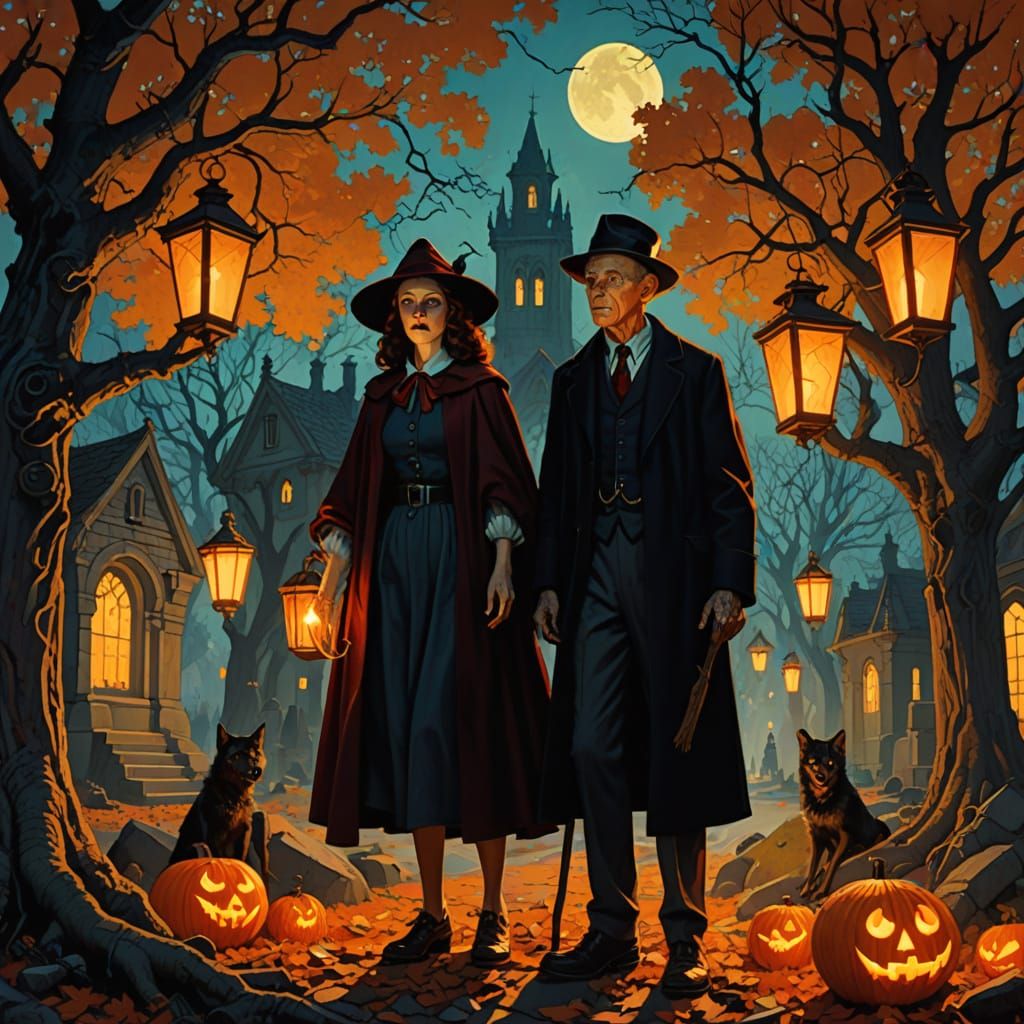 Enchanting Necropolis: Witches, Vampires, and Were... - AI Art