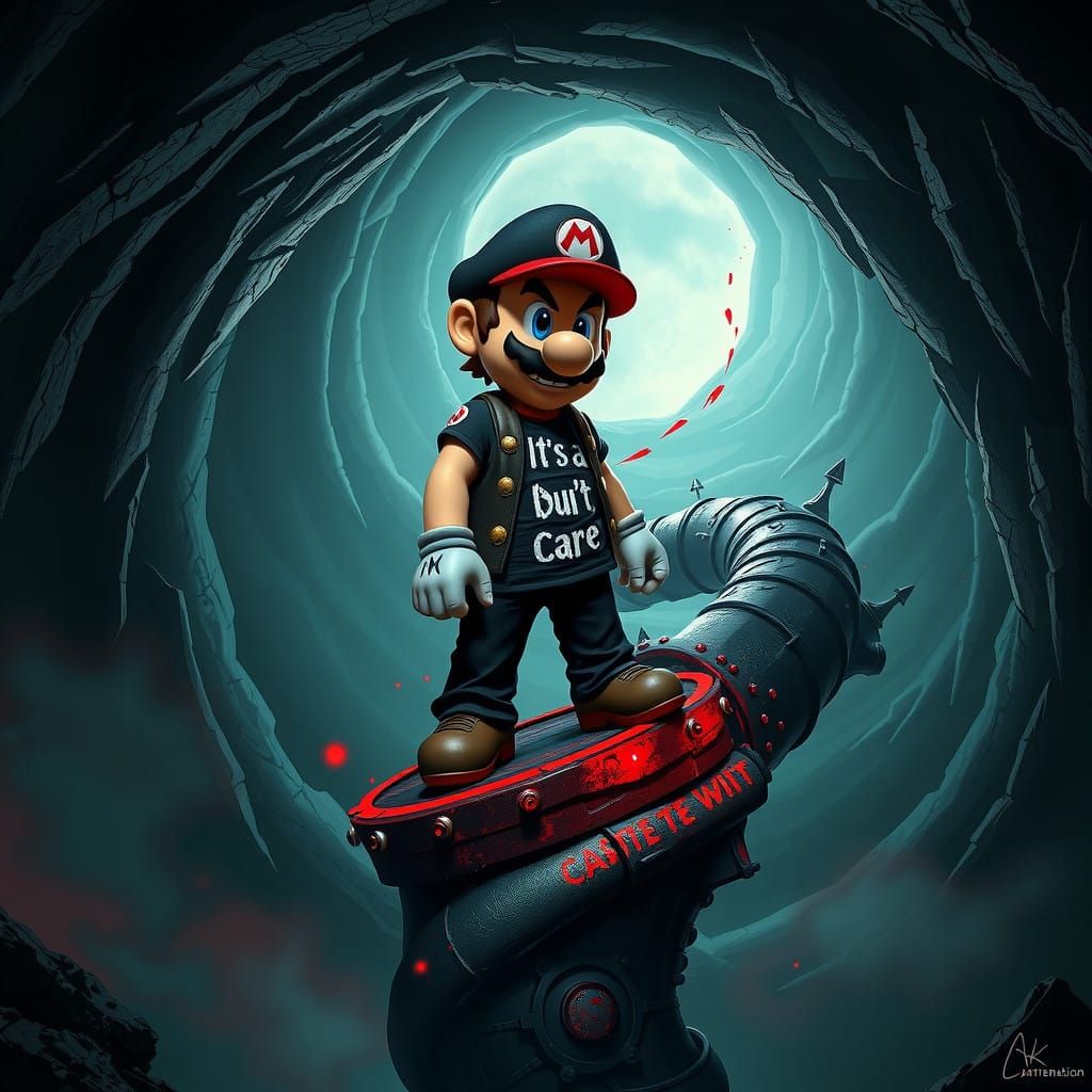 Mario, but he is a raging emo - Raging Emo Mario in Dark, G...
