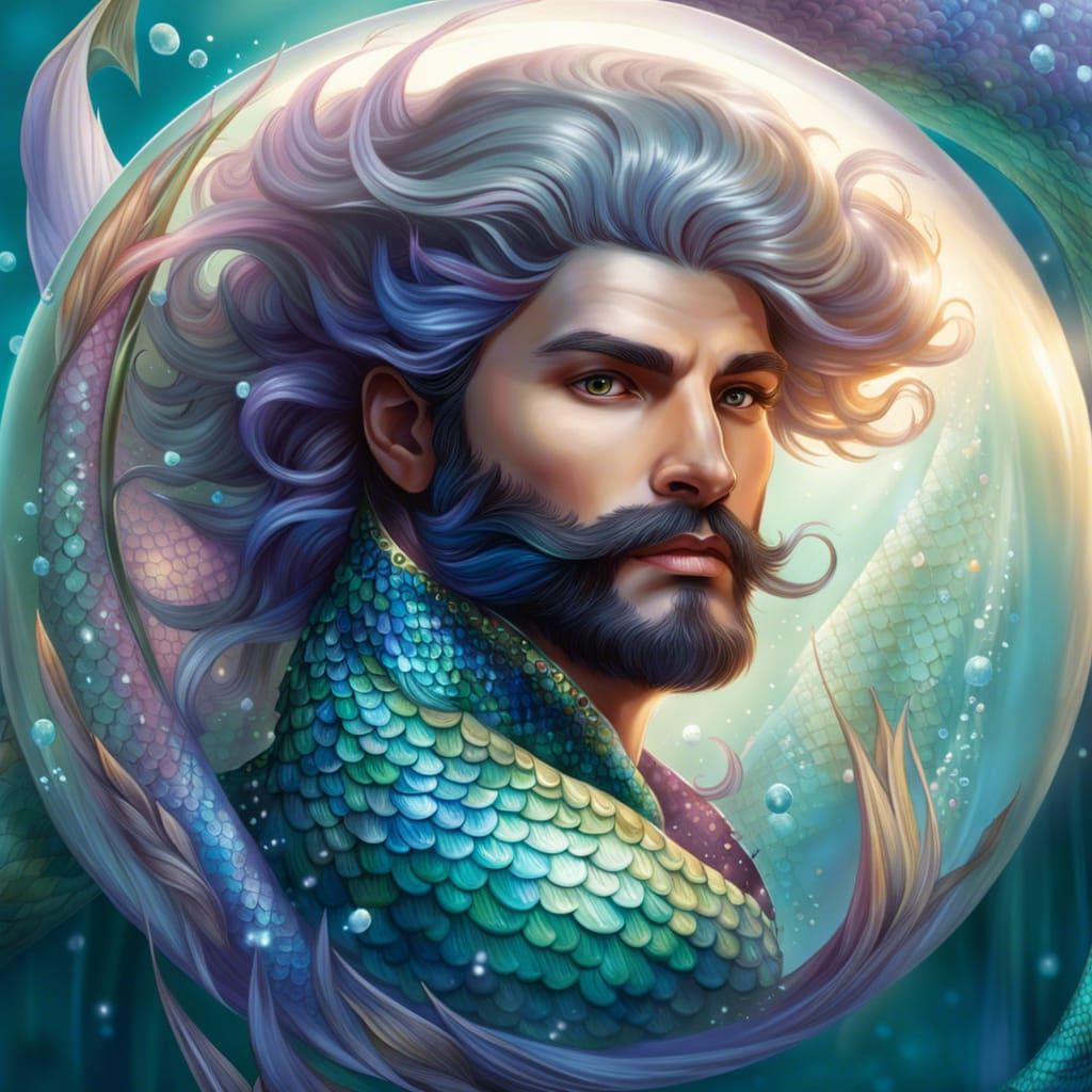 Merman in a Glass Sphere - AI Generated Artwork - NightCafe Creator