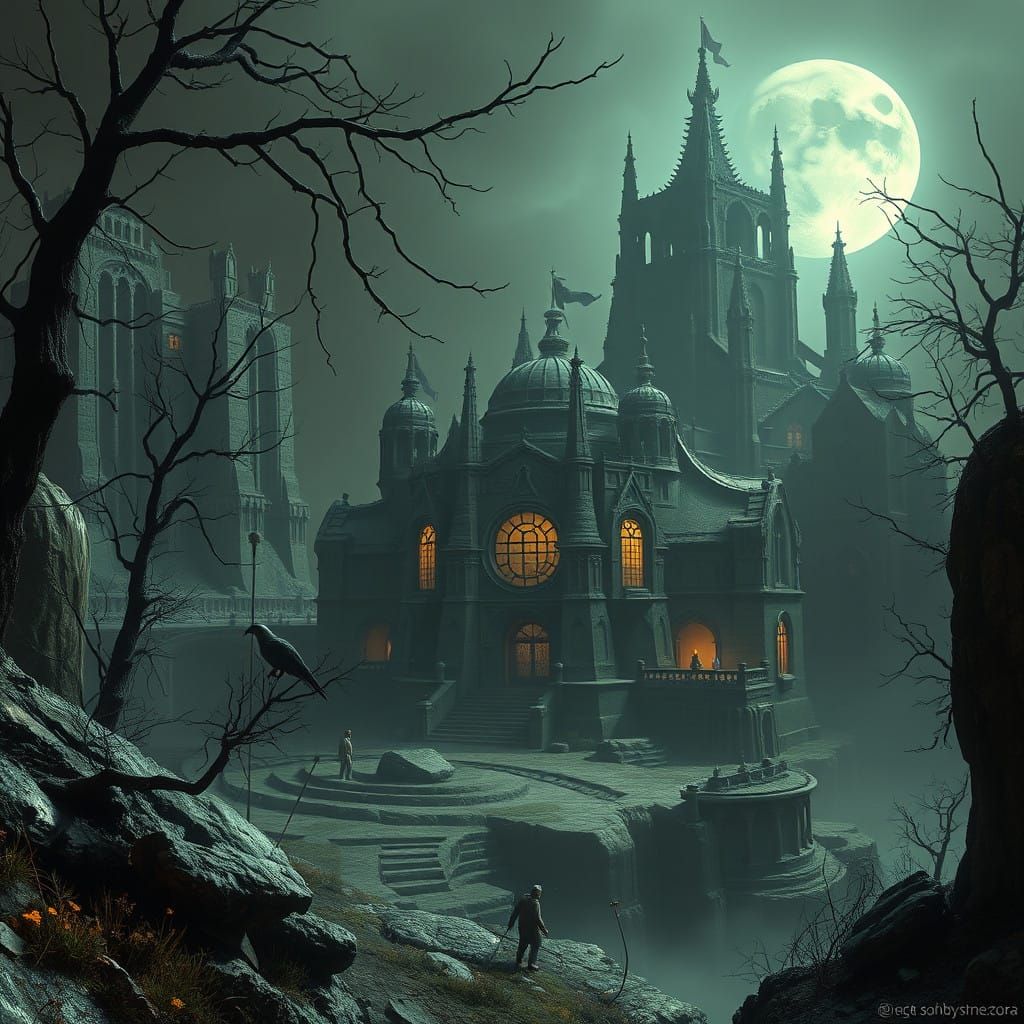 Mysterious Dark Academia Scene in Cyberpunk Unity ... - AI Art