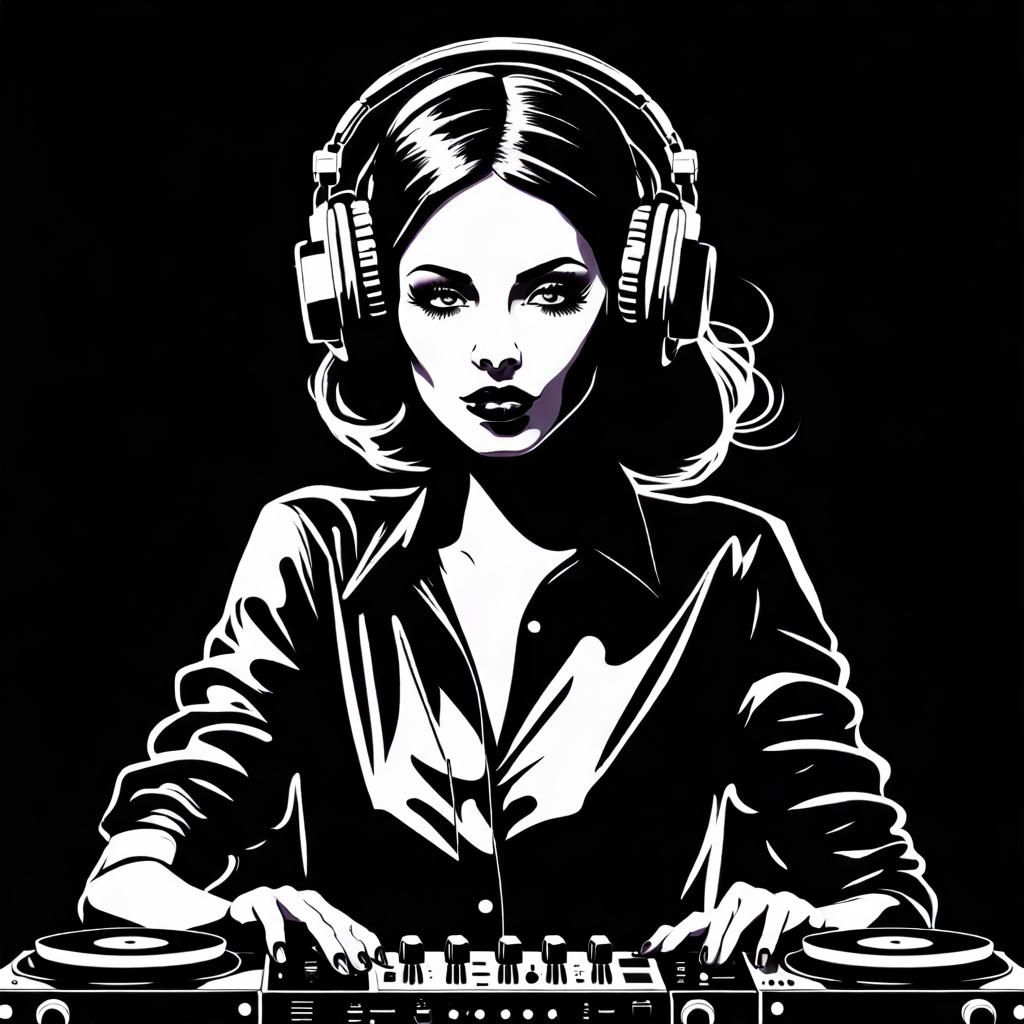 Woman DJ Noir Style - AI Generated Artwork - NightCafe Creator