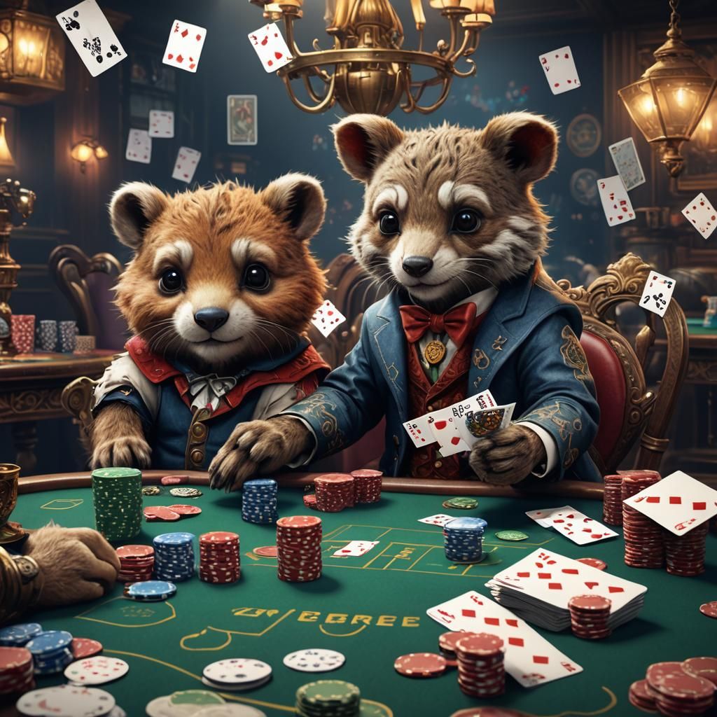 Two Cute little animals playing poker - AI Generated Artwork ...
