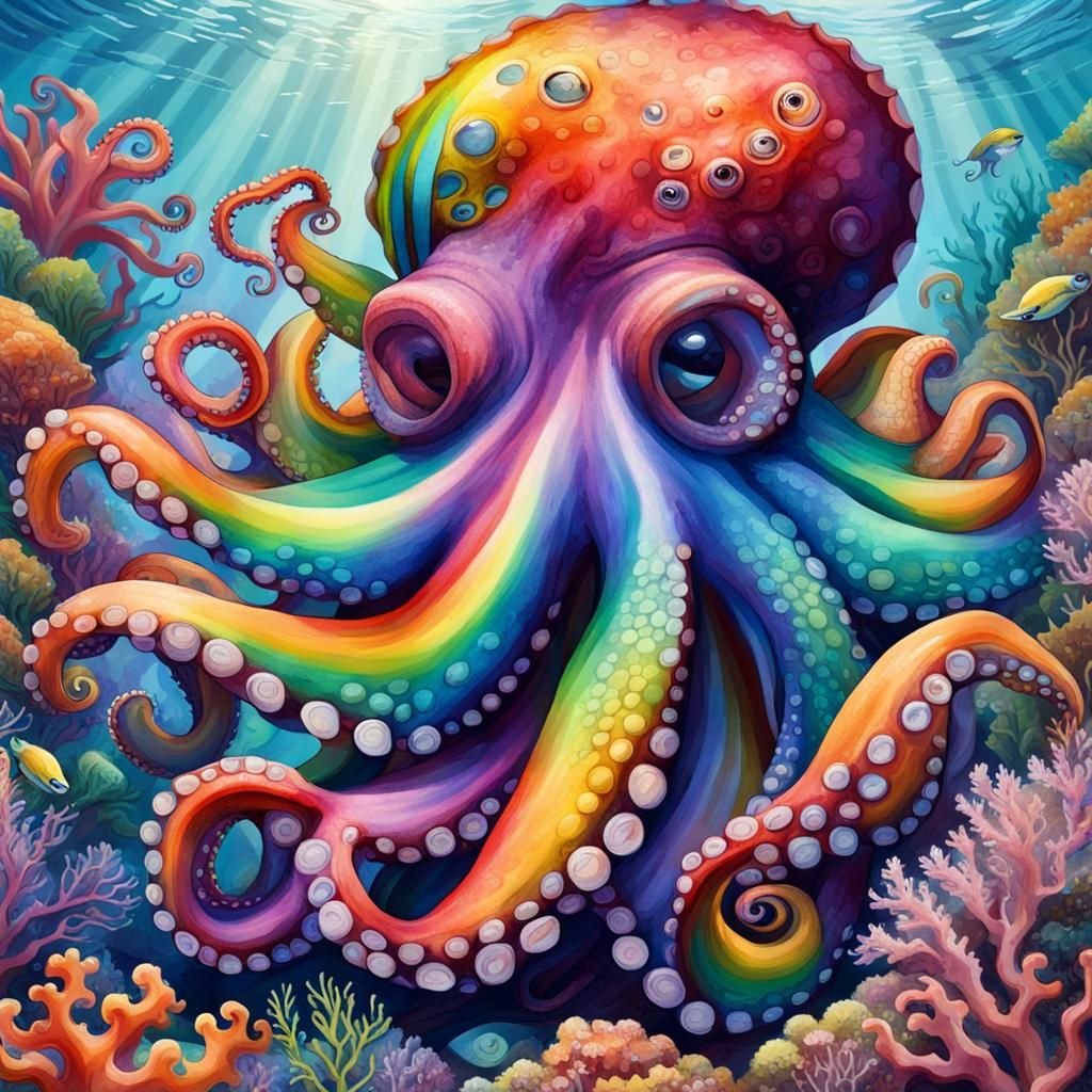 Rainbow Octopus - AI Generated Artwork - NightCafe Creator