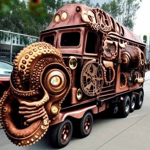 Octopus truck driver - AI Generated Artwork - NightCafe Creator
