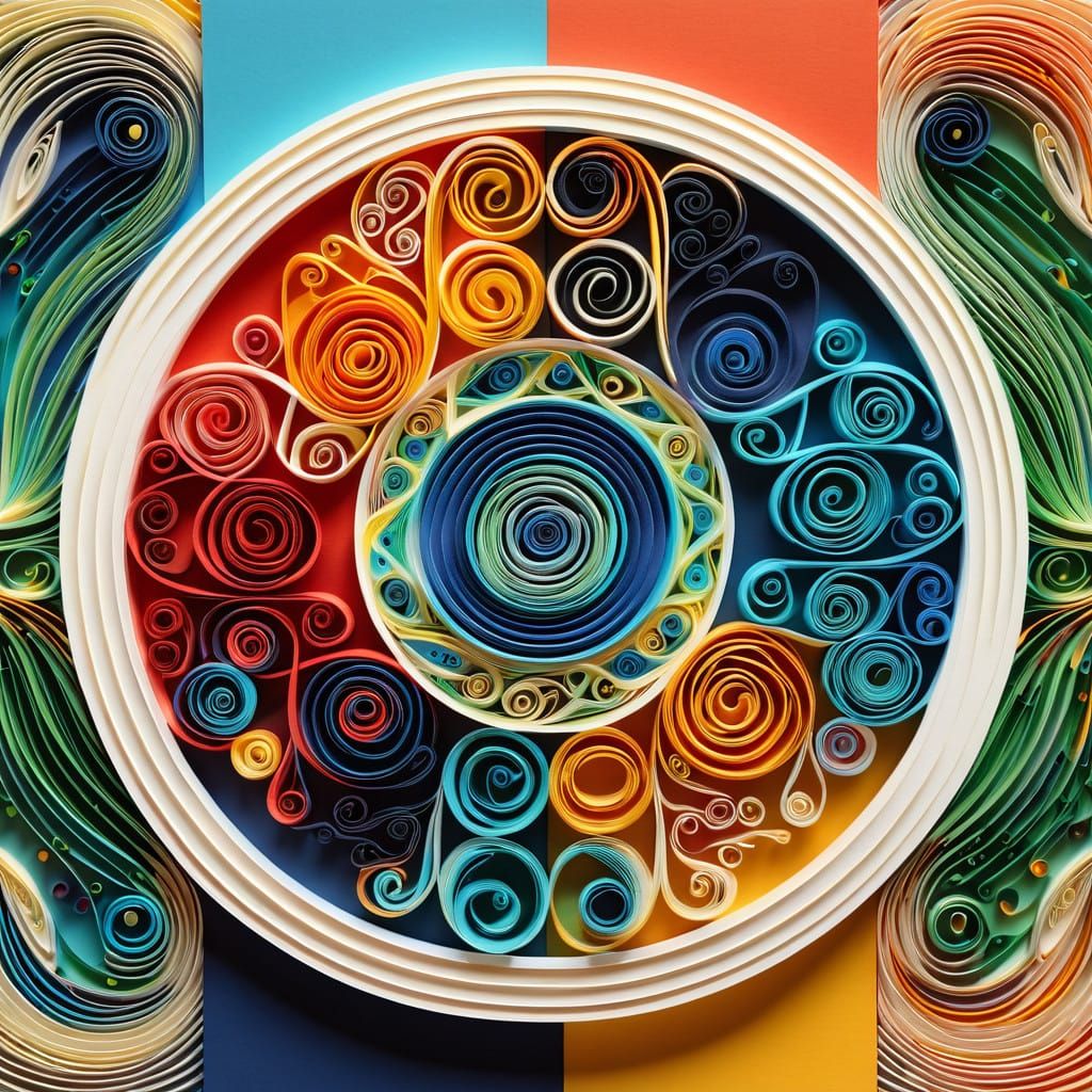 An abstract paper quilling artwork of the concept of natural forces of ...